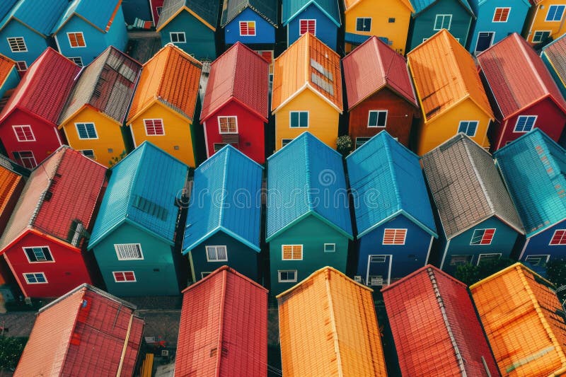 Colorful Row Houses Side by Side, Cheerful and Vibrant Architecture ...