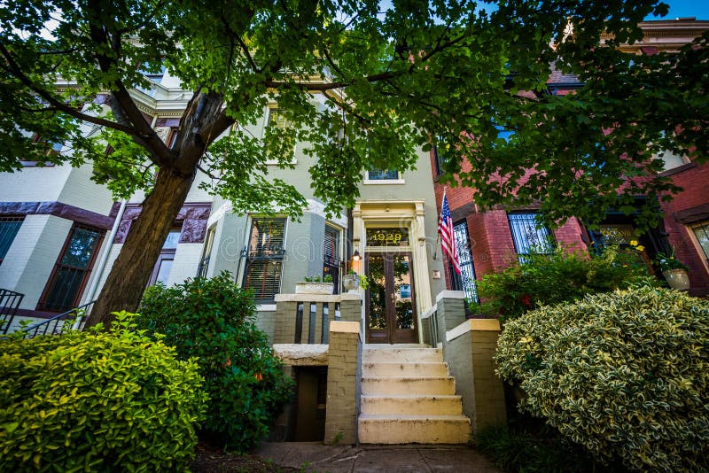 Colorful Row Houses in Washington, DC. Stock Photo - Image of walkway ... Colorful Row Houses in Washington, DC. Stock Photo - Image of walkway ...