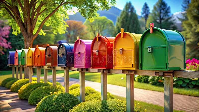 A Colorful Row of Rural Mailboxes a Visual Celebration of Design ...