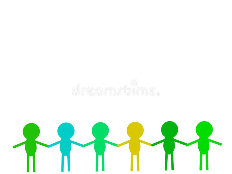 Colorful Row of Stick Men Characters on White Background Stock ...