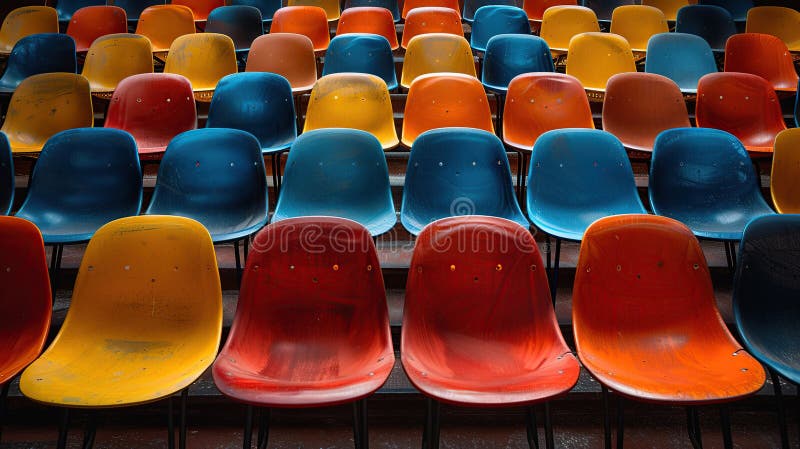 Colorful Rows of Chairs stock illustration. Illustration of chairs - 327734253