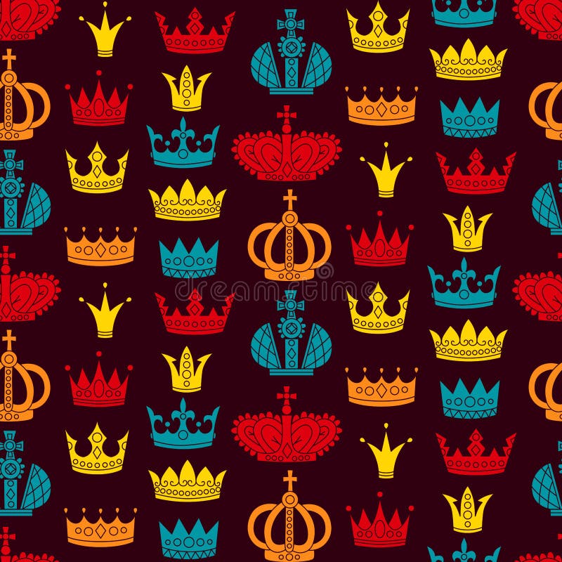 Royal Crowns Flat Seamless Vector Pattern Stock Vector - Illustration ...