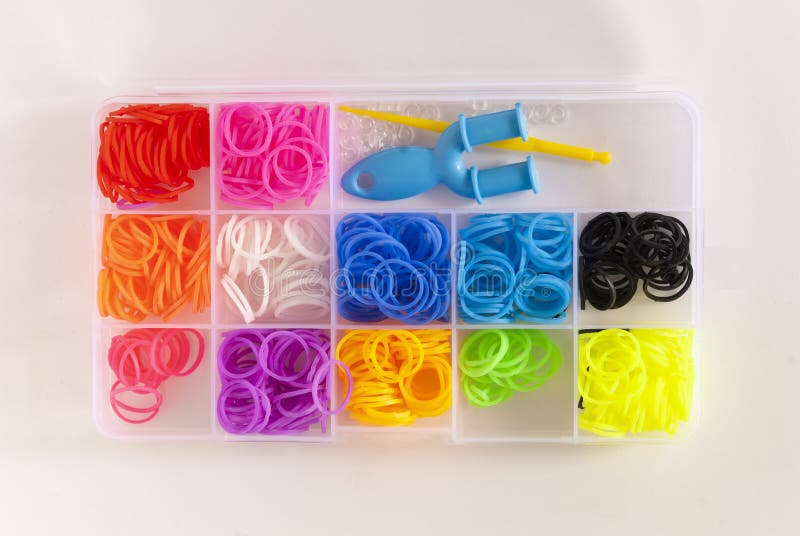 Colorful Rubber Bands in a Box on White Background Stock Photo - Image ...