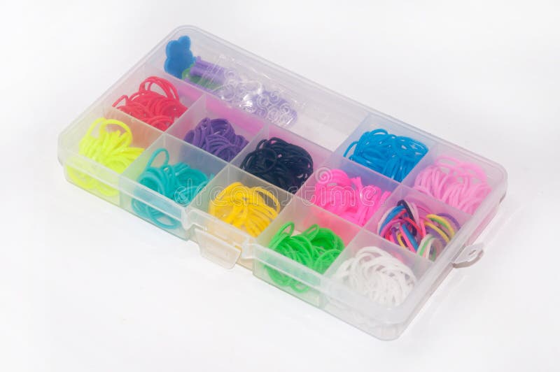 Colorful Rubber Bands in the Plastic Box Stock Photo - Image of ...