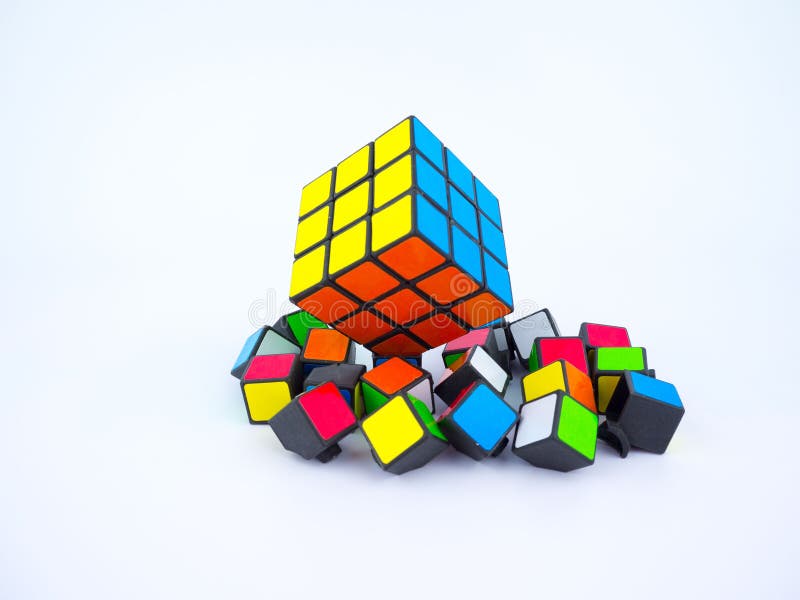 Colorful Rubik S Cube and Broken Cube Pieces Editorial Stock Photo ...