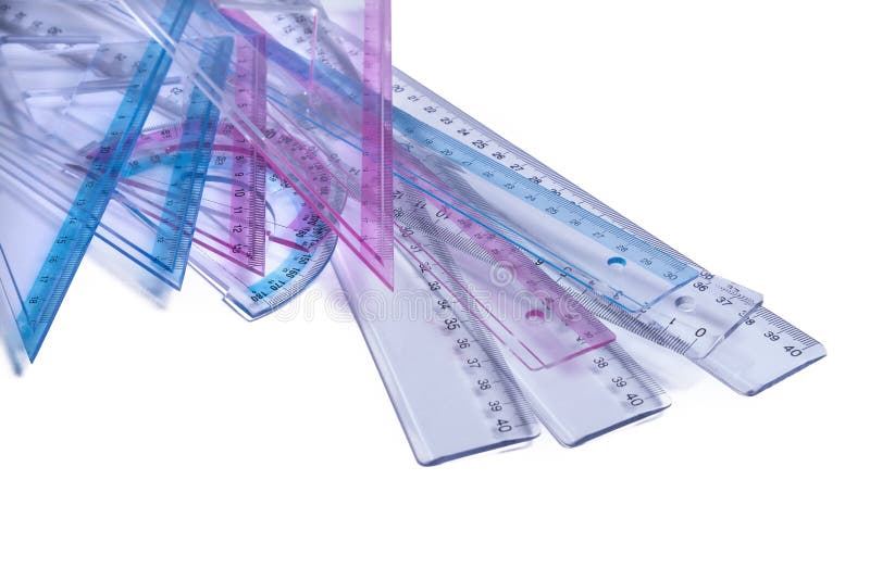Colorful RULLERS for MATHEMATICS and GEOMETRY in SCHOOL Stock Image ...