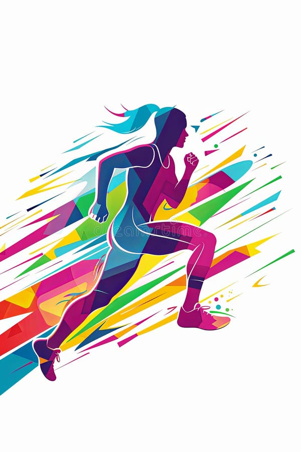 Colorful Runner Silhouette. AI Image Stock Illustration - Illustration ...