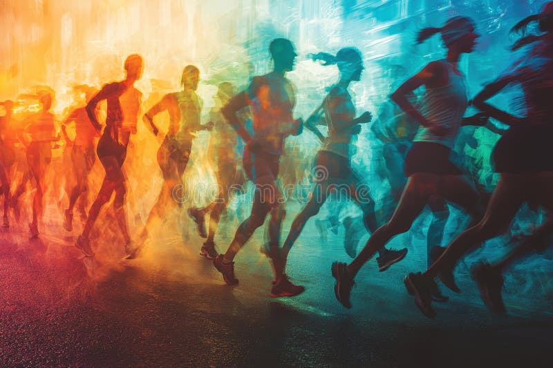 Colorful Runners in Dramatic Motion Blur Stock Image - Image of runners ...