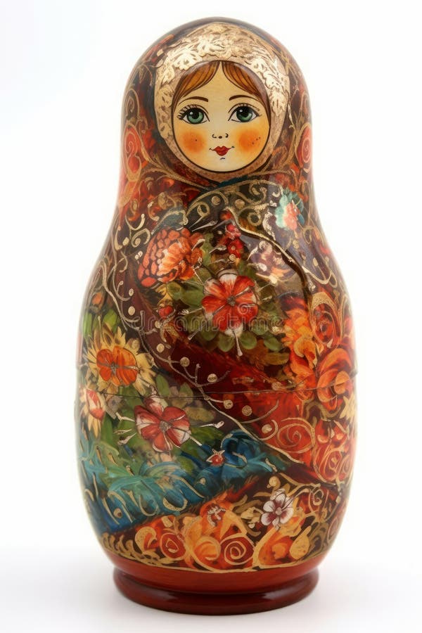 Colorful Russian Nested Matreshka Dolls. Stock Illustration - Illustration of wood, souvenir ...