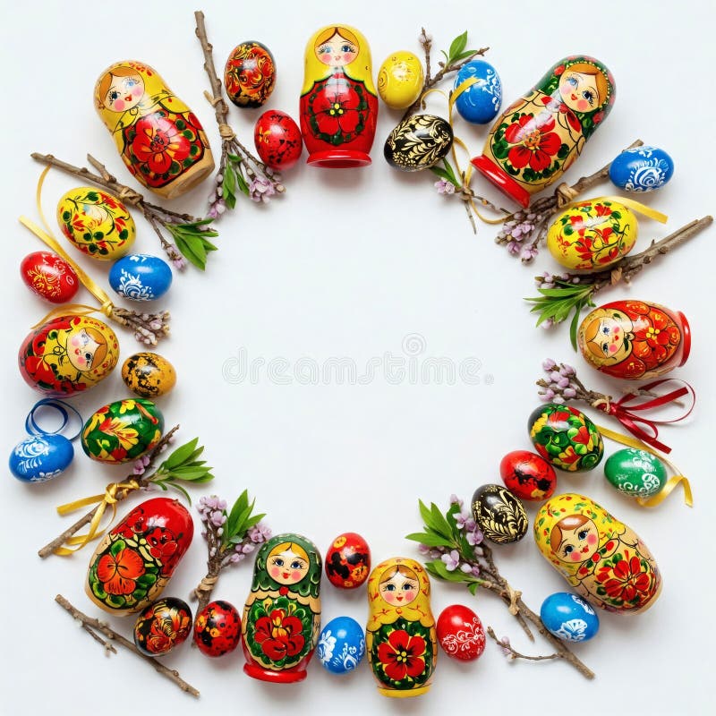 Russian Nesting Dolls on White Background. Happy Easter Concept. Top ...
