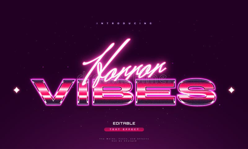 Colorful 80s Retro Text Style with Glowing Neon Effect Stock Vector ...