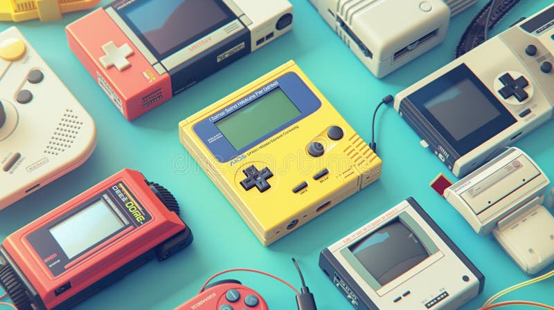 Colorful 90s Tech Gadgets stock photo. Image of nostalgia - 308140964