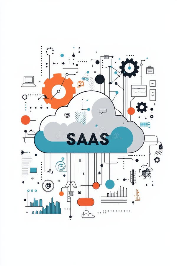 Colorful SaaS Cloud Representing Network and Technology Integration ...