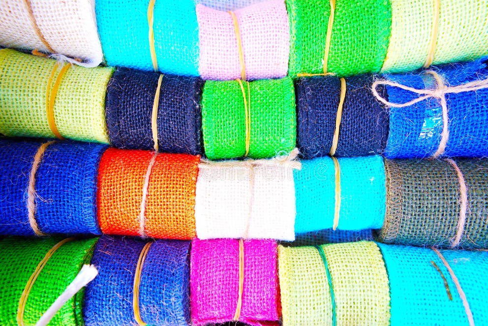 Colorful sack fabrics stock photo. Image of carpet, packaging - 201233750