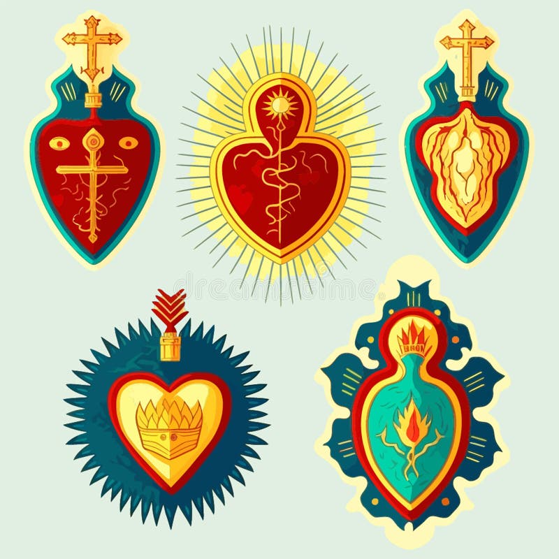 Colorful Sacred Heart Collection Illustration Stock Vector ...