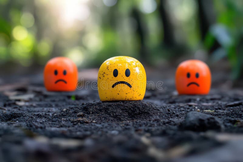 Colorful Sad Faces Standing in a Forest Area Stock Image - Image of ...