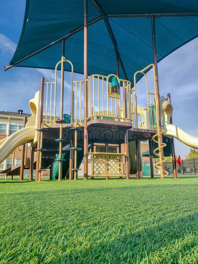 Colorful, Safe Children S Playground with Artificial Turf Stock Photo ...