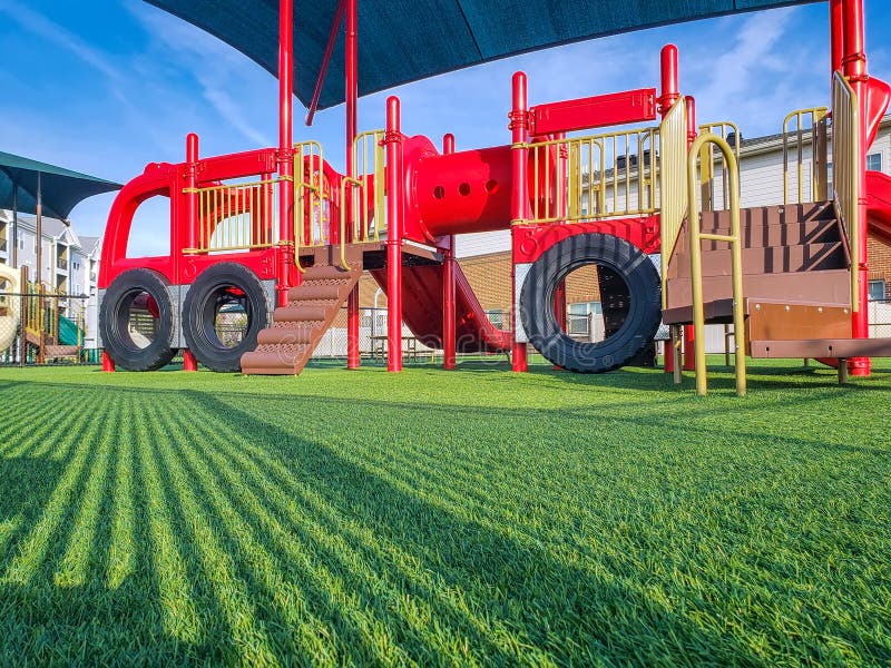 Colorful, Safe Children S Playground with Artificial Turf in the Form ...