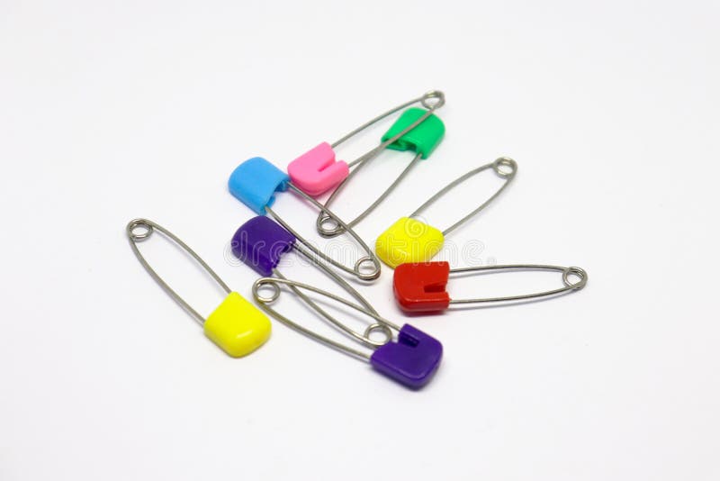 Colorful Safety Pin Isolated on White Background Stock Image - Image of ...
