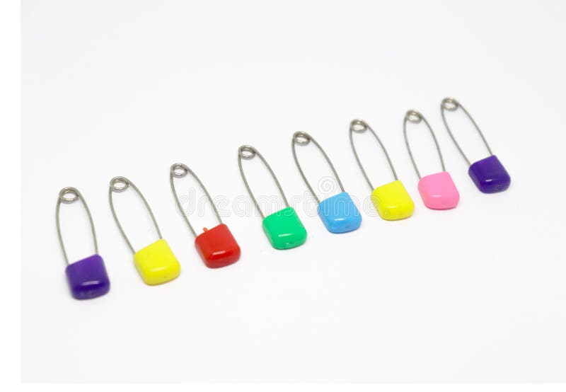 Colorful Safety Pin Isolated on White Background Stock Photo - Image of ...