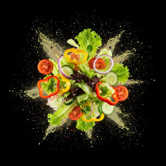 Colorful Salad Explosion with Fresh Vegetables Stock Illustration ...