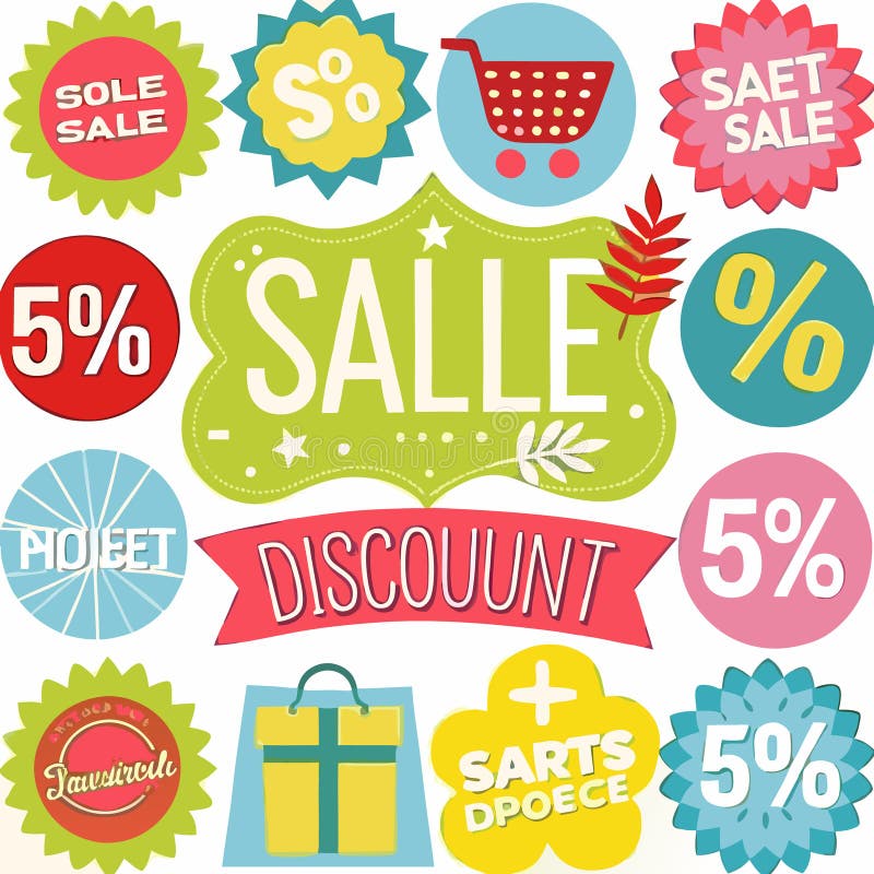 Colorful Sale and Discount Badges Collection Stock Vector ...