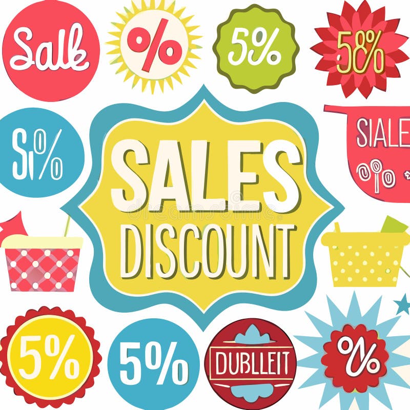Colorful Sale Discount Badges and Tags. (1 Stock Vector - Illustration ...