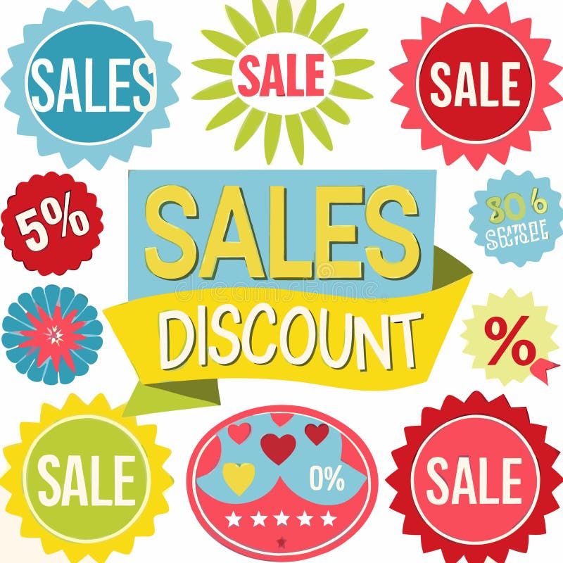 Colorful Sale Discount Labels and Badges Stock Vector - Illustration of ...