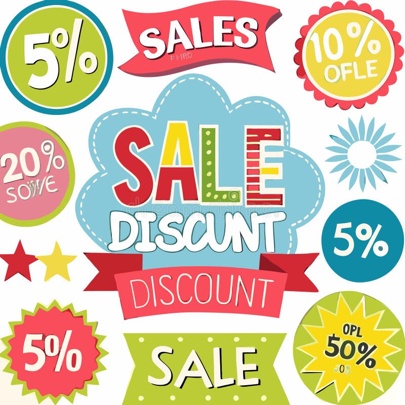 Colorful Sale Discount Labels and Banners. (2 Stock Vector ...