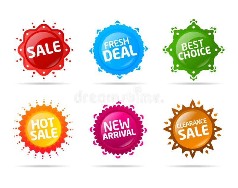 Colorful Sale Label Star Collection 5 Stock Illustration - Illustration ...