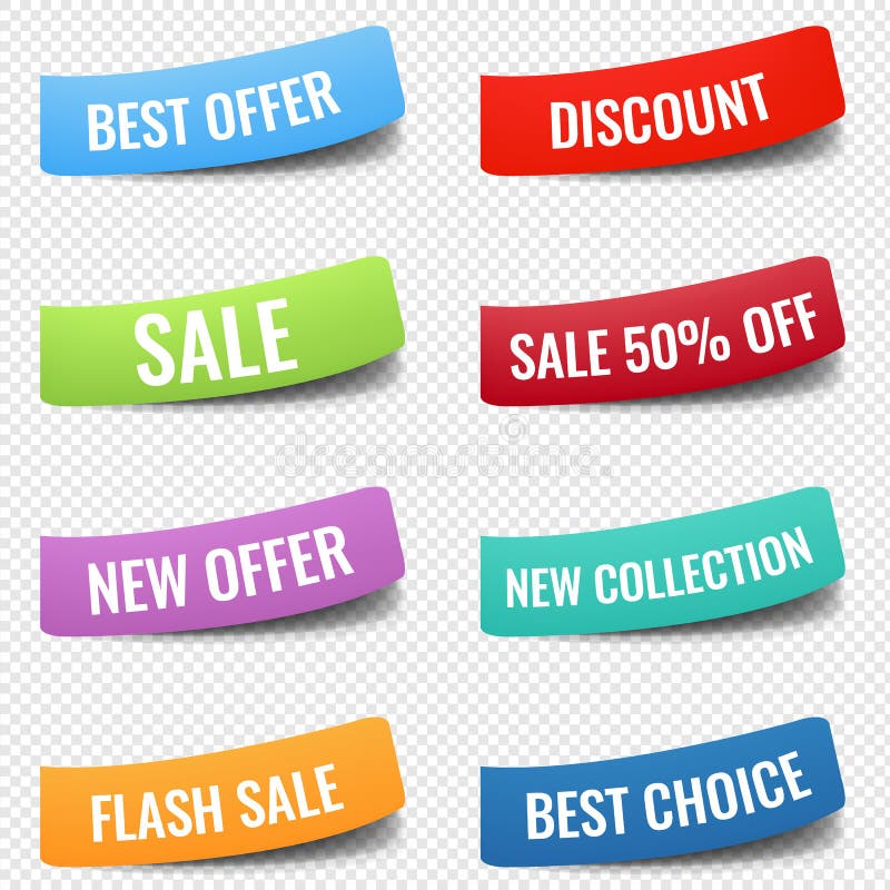 Colorful Labels Isolated Transparent Background Stock Illustration ...