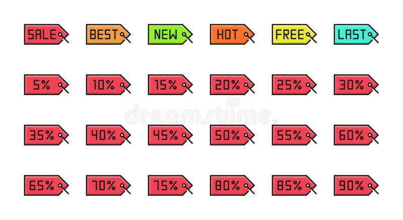 Colorful Sale and Product Tag Icons Stock Vector - Illustration of sale ...