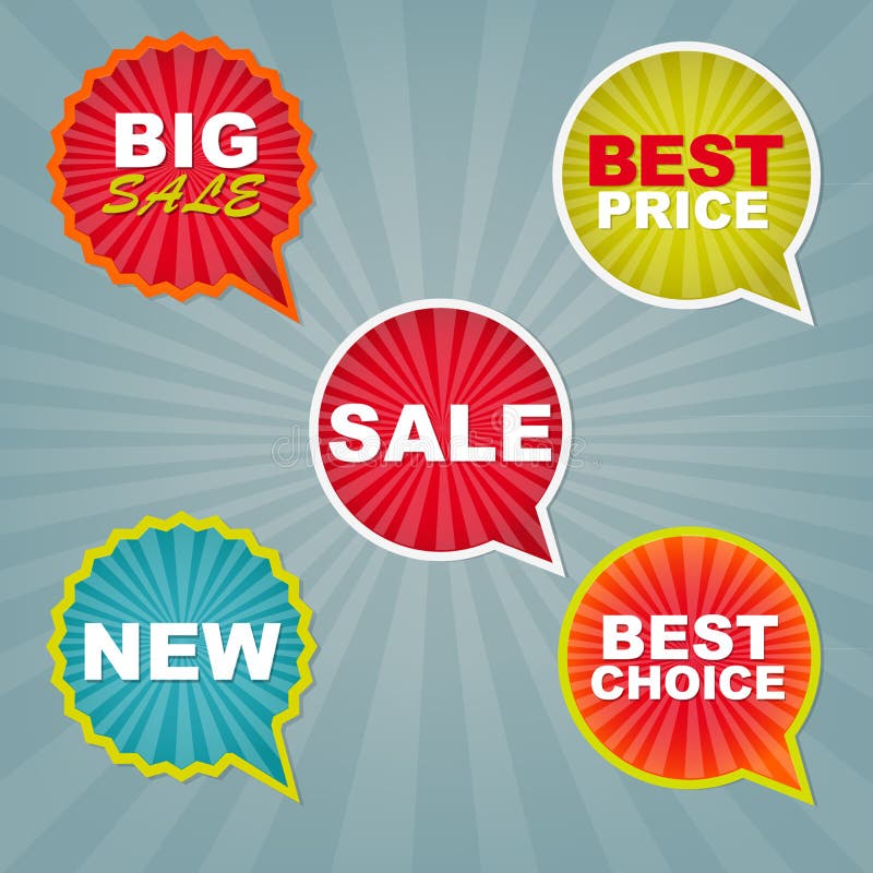 Colorful Sale Stickers and Labels Stock Vector - Illustration of ...