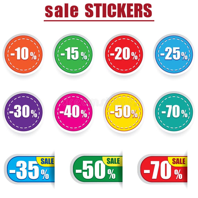 Colorful Sale Stickers and Labels. Vector Set Stock Vector ...