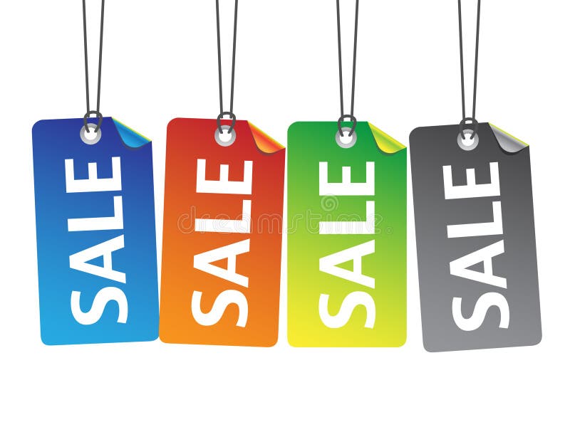 Colorful Sale Tags with Thread Stock Vector - Illustration of wedding ...