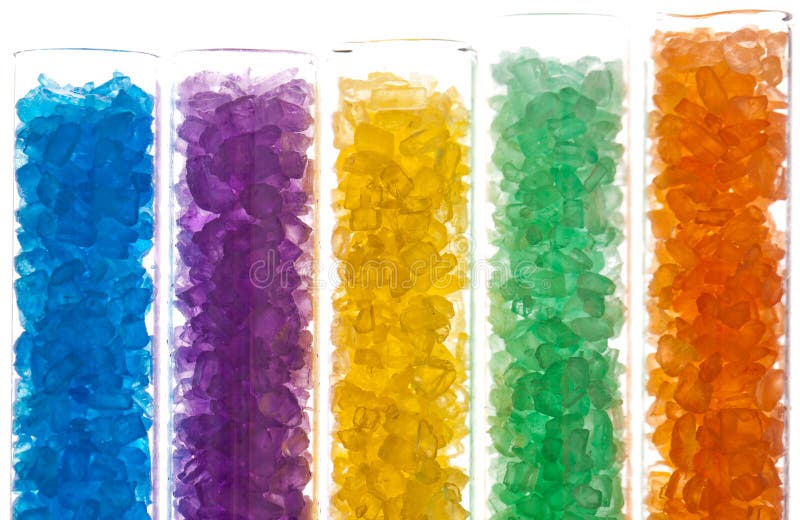 Colorful Salt Crystals in Test Tubes Stock Image - Image of flare, blue ...