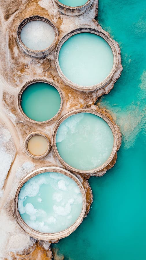 Colorful Salt Mining Pools Arranged in Circular Patterns Present a ...