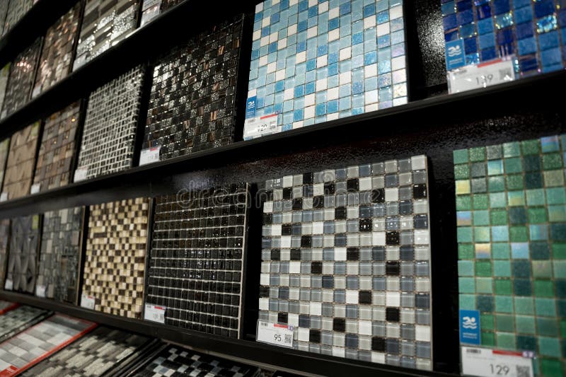 Colorful Samples of a Ceramic Tile at the Showroom of a Large Store ...