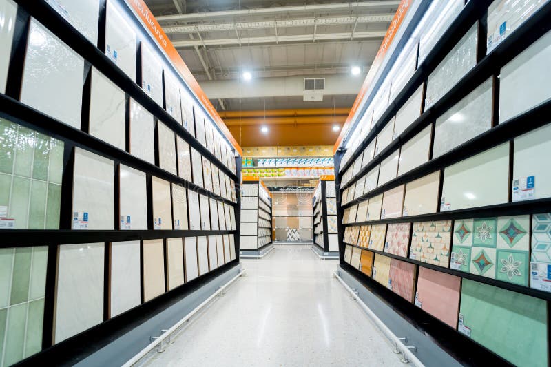 Colorful Samples of a Ceramic Tile at the Showroom of a Large Store ...