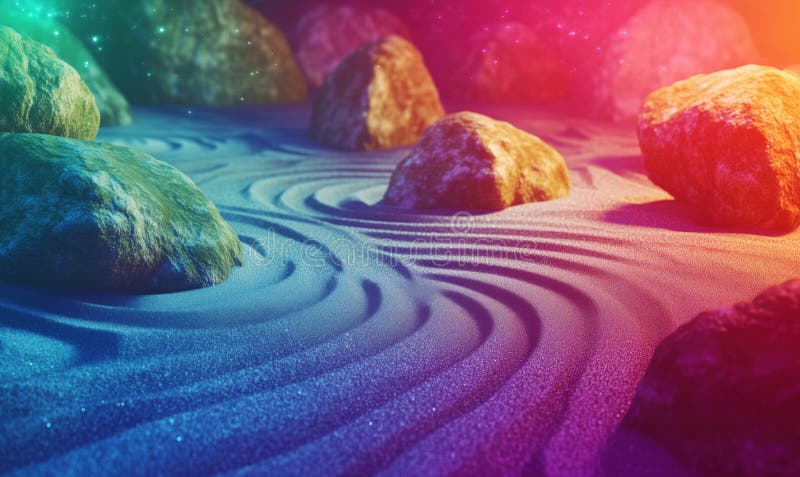 Colorful Sand Patterns Rocks Serene Underwater Landscape Stock Photos ...