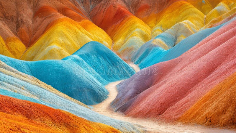 Colorful Sandstone Hills Form a Vibrant Landscape Stock Illustration ...