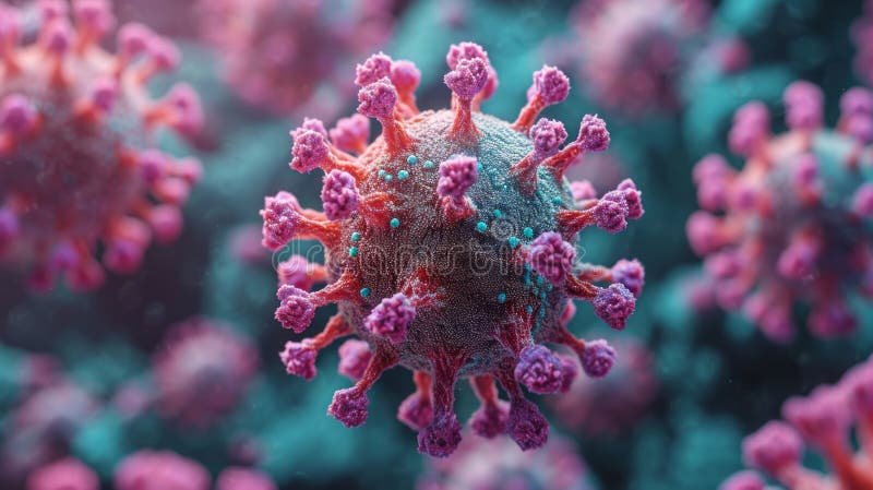 Colorful Sapovirus Under a Microscope AI Generated Stock Illustration ...