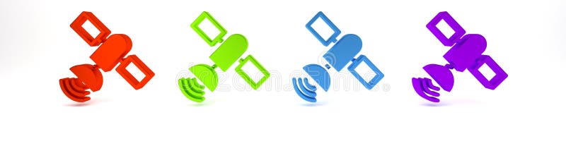 Colorful Satellite Icon Isolated on White Background. Minimalism ...