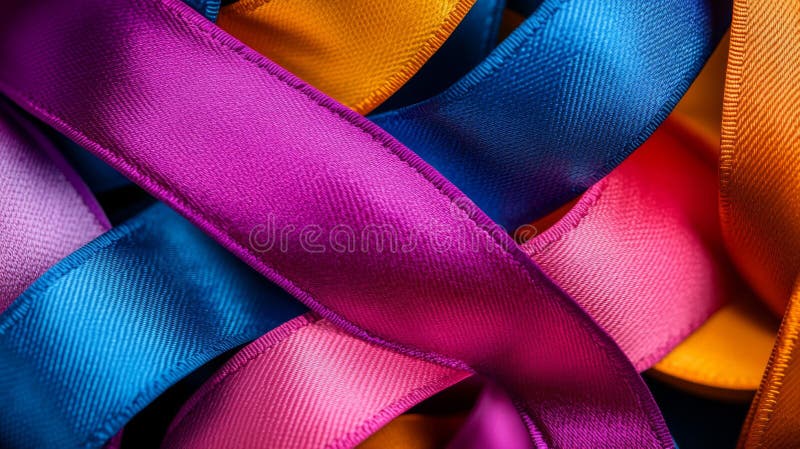 Colorful Satin Ribbons Intertwined in a Complex Pattern Stock ...