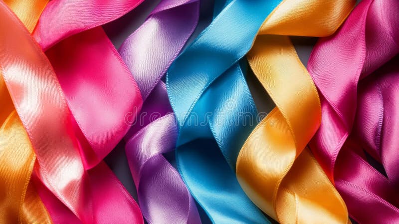 Colorful Satin Ribbons Intertwined in a Vivid Display Stock ...