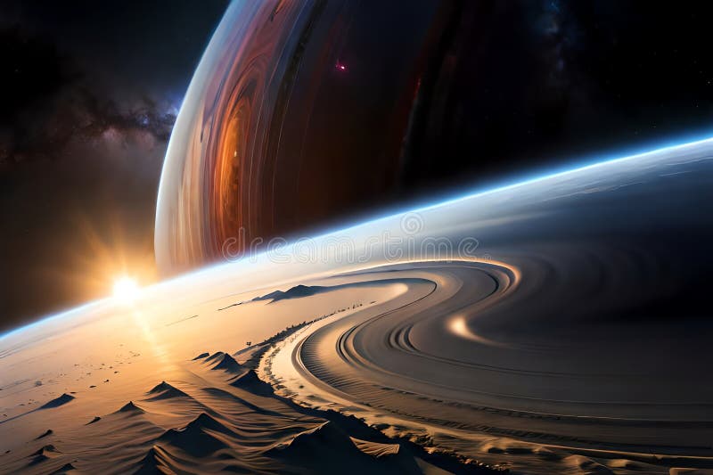 Colorful Saturn Planet in Dark Space with Stars. Generative AI Stock ...