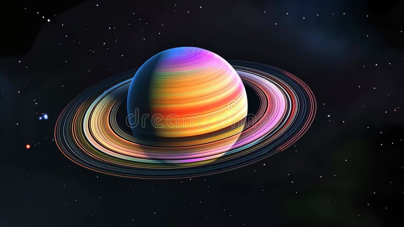 Colorful Saturn with Rings in Outer Space Stock Footage - Video of ...