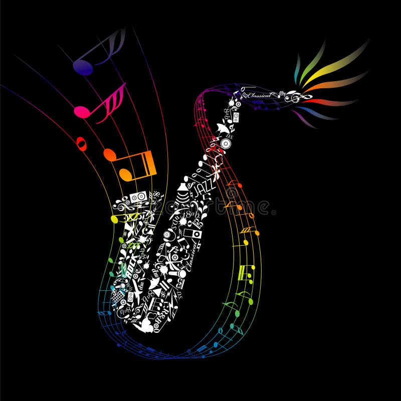 Colorful Saxophone with Composed Music Elements Stock Vector ...