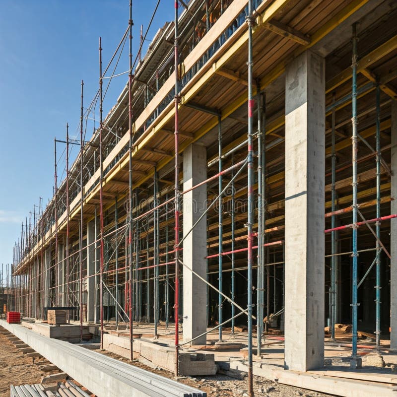 Colorful Scaffold in a Construction Site Stock Illustration ...