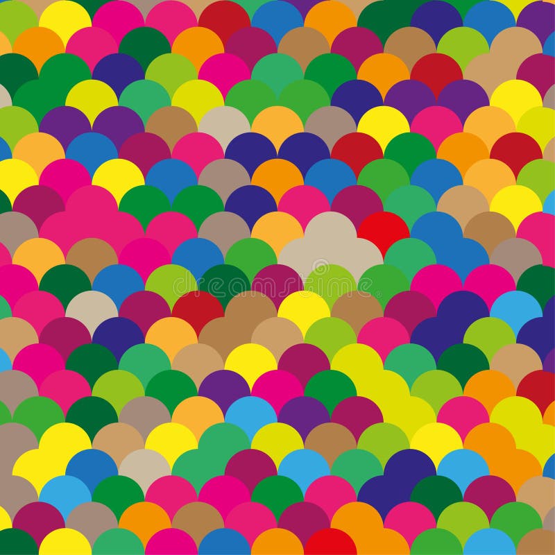 Colorful Scale Pattern. Rainbow Texture Tiles. Overlapping Semicircle ...